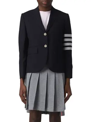 Thom Browne Wool Blazer With Four-Bar Stripe Navy