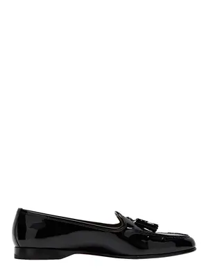 Santoni Andrea Patent Tassel Loafers - Black