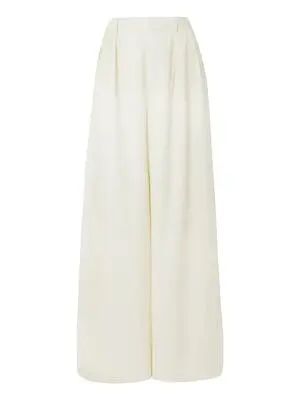 Wardrobe.NYC Pleated Grain De Poudre Wool Wide-leg Pants - Off-white