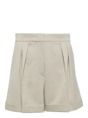 Max Mara Bormida Wool Gabardine Shorts - Beige