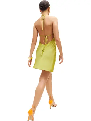 REFORMATION Jennis Silk Mini Dress Algae Bloom