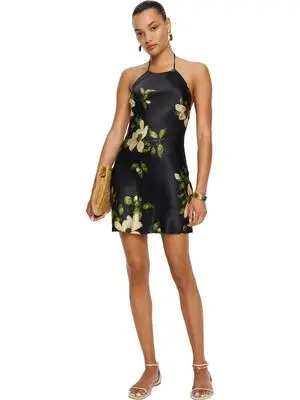 REFORMATION Jennis Silk Mini Dress - Black