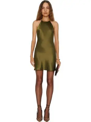 REFORMATION Jennis Silk Mini Dress - Green