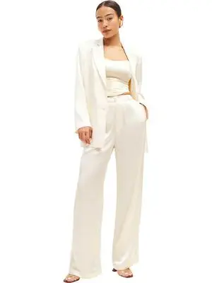 REFORMATION Mason Satin Pant - Ivory