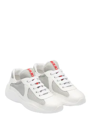 Prada America's Cup Fabric Sneakers - White/silver