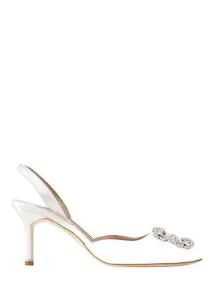 Manolo Blahnik Hangisli 70 Crystal-embellished Slingback Pumps - White