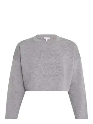 Loewe Short Sweater With Anagram Detail - Light Grey