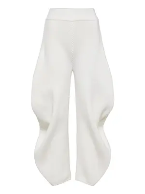 Alaïa High-rise Knit Barrel-leg Pants - Neutrals
