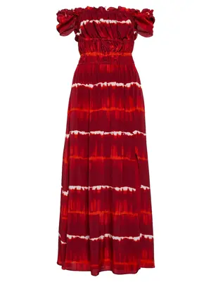 Altuzarra Printed Off-shoulder Midi Dress - Red