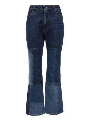 Chloé Patchwork Cropped Jeans - Blue