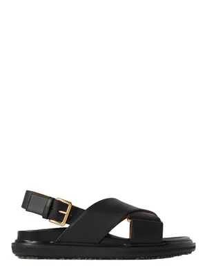 Marni Fussbett Leather Slingback Sandals - Black