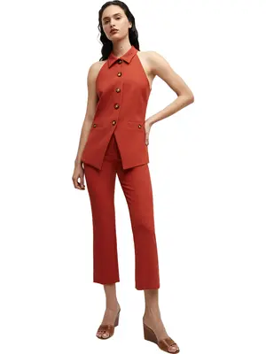 Veronica Beard Arte Kick-Flare Pant Brick Red