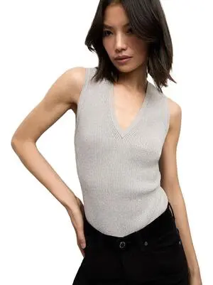 Veronica Beard Sid Knit Tank Top Silver
