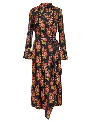 ETRO Etro Floral Silk Twill Wrap Midi Dress