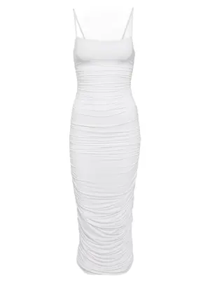 Wardrobe.NYC Ruched Jersey Slip Dress - White