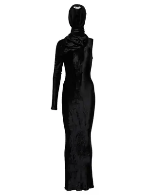 Alaïa Hooded Asymmetric Gown - Black