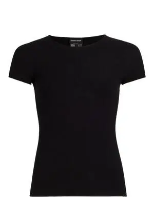 Giorgio Armani Knit Cap Sleeve Tee - Black