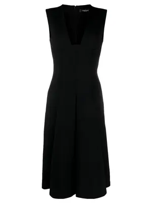 Versace Box-pleat Midi Dress - Black