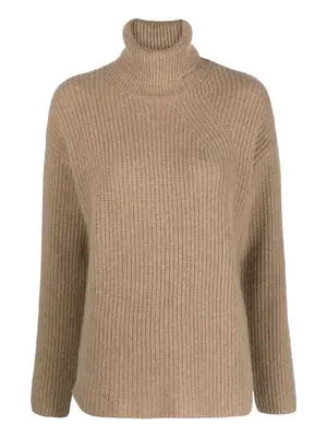 P.a.r.o.s.h Ribbed-knit Cashmere Rollneck Jumper - Brown