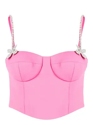AREA Butterfly-appliqué Bustier Top - Pink