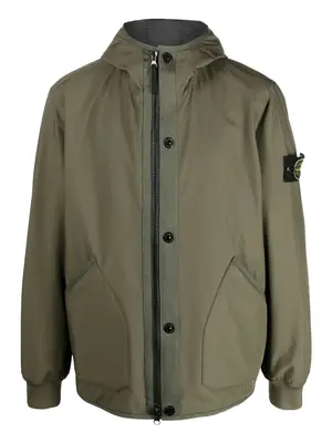 Stone Island Compass-patch Hooded Jacket - Green