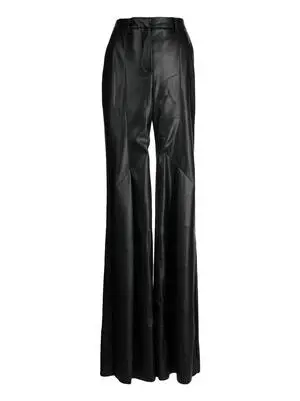 Palmer//harding Faux Leather Flared Trousers - Black