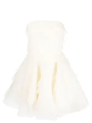ANA RADU Ruffled Organza Minidress - Neutrals