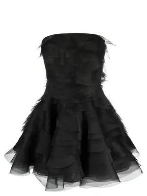 ANA RADU Ruffled Organza Minidress - Black