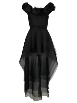 ANA RADU Floral-appliqué Layered Dress - Black