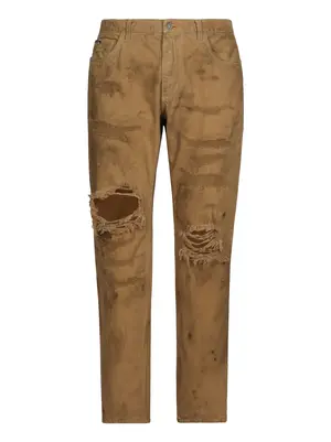 Dolce & Gabbana Ripped Slim-fit Jeans - Brown