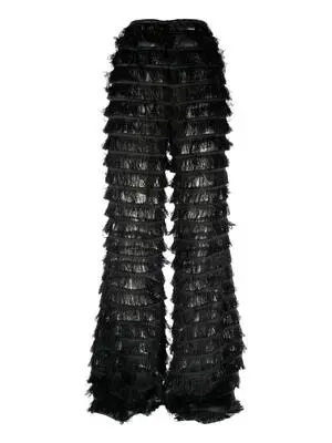 Alberta Ferretti Flared Fringe Trousers - Black