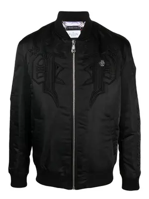 Philipp Plein Logo-embroidered Bomber Jacket - Black