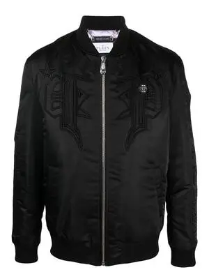 Philipp Plein Logo-embroidered Bomber Jacket - Black