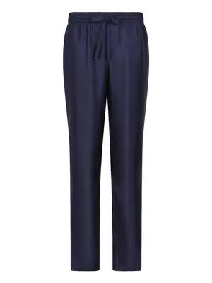 Dolce & Gabbana Essentials Logo-embroidered Silk Trousers - Blue