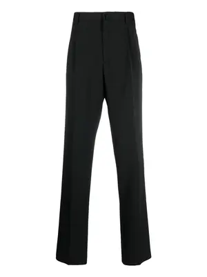 LANVIN Straight-leg Pleated Wool Trousers - Black