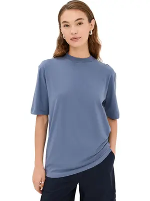 Tibi Tibi Mock Neck Tee Dusty Navy