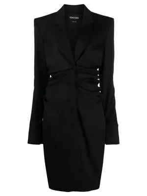 TOM FORD Ruched Tailored Midi Dress - Black