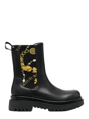 Versace Baroque-print Ankle Boots - Black