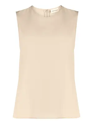 Calvin Klein Sleeveless Crêpe Top - Neutrals