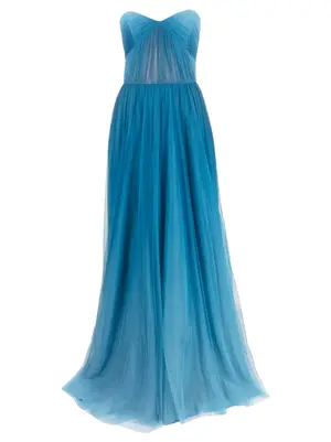 ANA RADU Gradient-effect Organza Maxi Dress - Blue