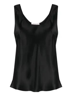 GILDA & PEARL Wide-strap Silk Tank Top - Black