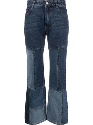 Chloé Patchwork Cropped Jeans - Blue