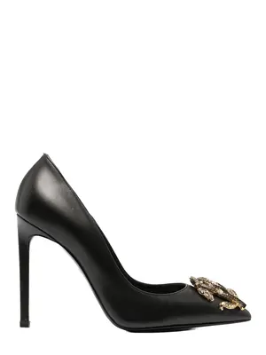 Roberto Cavalli Mirror Snake Leather Pumps - Black