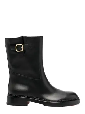 Santoni Zip-up Leather Ankle Boots - Black