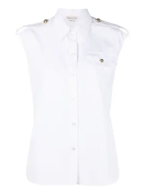 Alexander McQueen Military-pocket Sleeveless Shirt - White