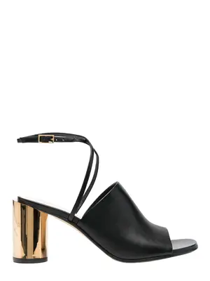 LANVIN Metallic-heel Leather Sandals - Black