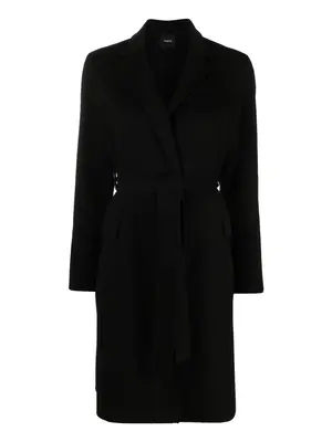 Theory Belted Wool-cashmere Coat - Black