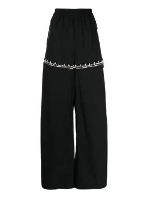 AREA Crystal-embellished Wide-leg Trousers - Black