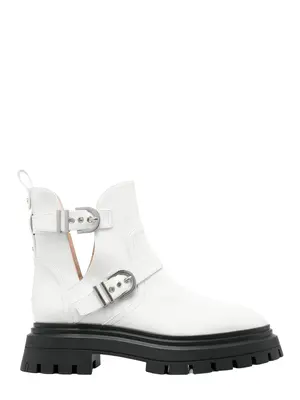 STUART WEITZMAN Bedford Leather Boots - White