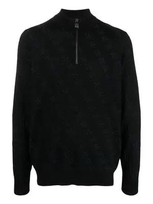 BILLIONAIRE Monogram-jacquard Knitted Jumper - Black